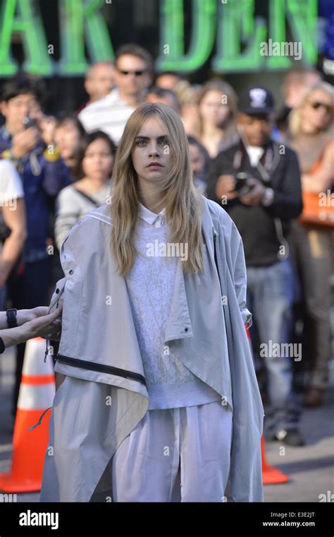 Cara Delevingne Modelling On A Photoshoot For Donna Karans Mainline