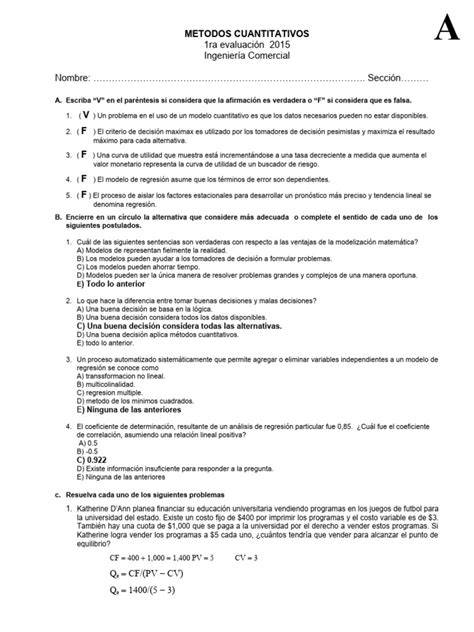 1ra Evaluación Ing Com Solc Pdf Análisis De Regresión Análisis De Variación