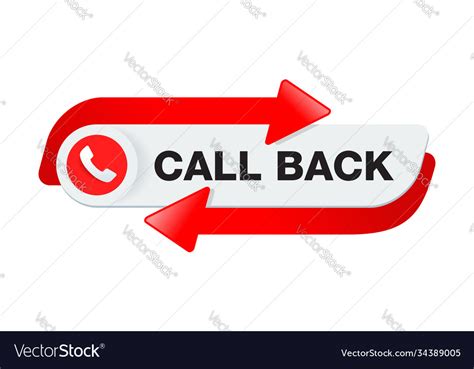 Call Back Button Royalty Free Vector Image Vectorstock