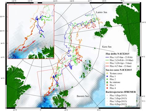 Map Of Stations And Ice Floe Drift Trajectories Download Scientific