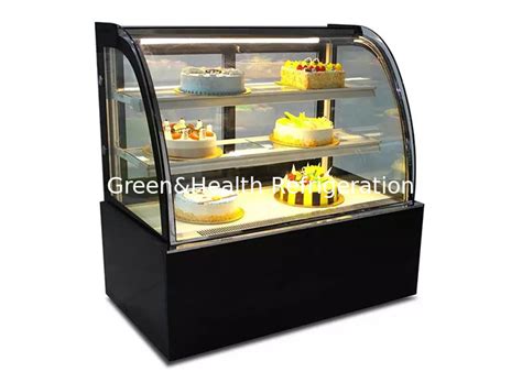 Curved Glass Cake Chiller Commercial Bakery Showcase Counter Display