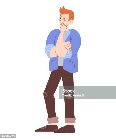 Lhomme Triste Pense Personnage Masculin Dans Le Style Dessin Animé