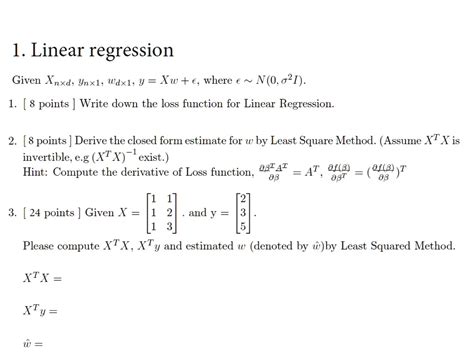 Solved Linear Regression Given Xnxd Ynxl Wdxl Y Tw â‚¬ Where â