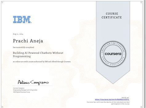 Prachi Aneja On Linkedin Ai Chatbots Ibm Coursera