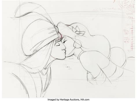 Aladdin Aladdin And Jasmines First Kiss Rough Production Drawing Lot