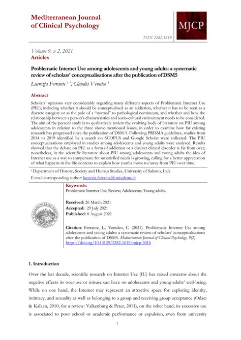 Pdf Problematic Internet Use Among Adolescents And Young Adults A Systematic Review Of