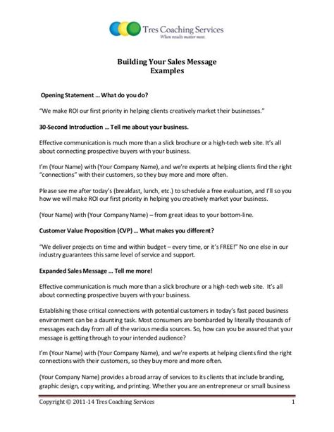 Building Your Sales Message Exercise Examples