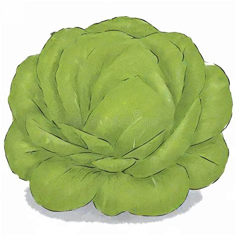 Lettuce Watercolor Illustration Sketch Drawing Style Clipart Stock