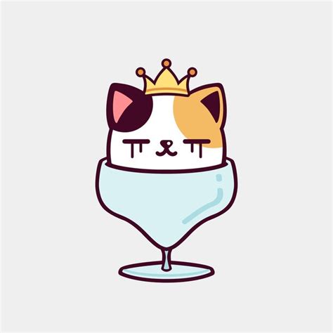 컵 에 있는 귀여운 고양이 그림 프리미엄 벡터