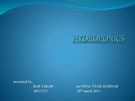 Hydroponics Ppt