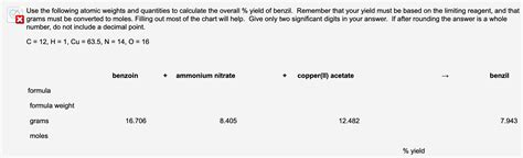 Solved Use The Following Atomic Weights And Quantities To Chegg Com