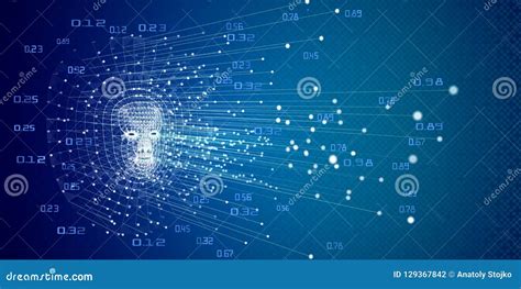 Big Data Artificial Binary Background Futuristic Linear Intelligence Concept Stock Vector