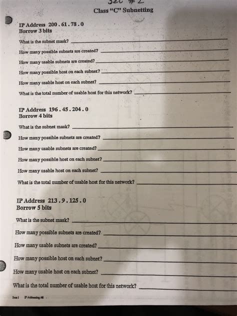 Solved Class C Subnetting Ip Address 20061780 Borrow 3