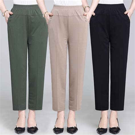 Muslimah Murah Plus Size Ladies Pants Women High Waist Ankle Summer