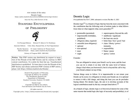 Friends Of The Sep Society Preview Of Deontic Logic Pdf