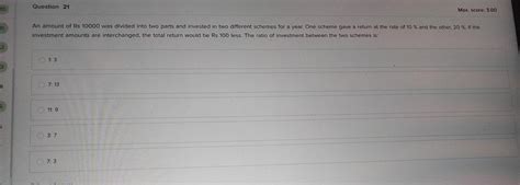 Solved An Amount Of Rs 10000 Was Divided Into Two Parts And Chegg