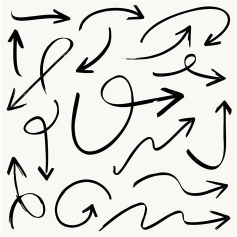 手描きの矢印ベクトルのアイコンは、ビジネス教育とプレゼンテーションのデザインを設定します。ベクトル コレクション プレミアムベクター