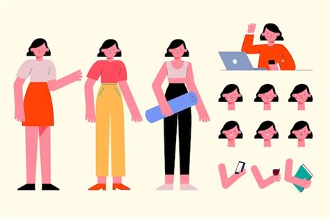 젊은 남자 캐릭터 포즈 무료 벡터