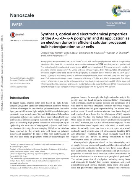 PDF Synthesis optical and electrochemical properties of the Aπ Dπ