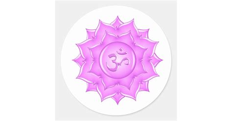 Pink Glass Lotus Flower Om Symbol Drawing Classic Round Sticker Zazzle
