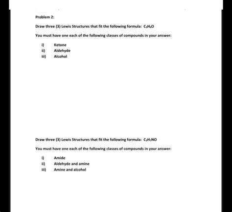 SOLVED Problem 2 Draw Three 3 Lewis Structures That Fit The