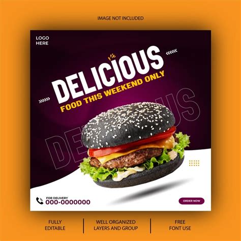Premium Vector Eps Vector Delicious Food Social Media Post Design