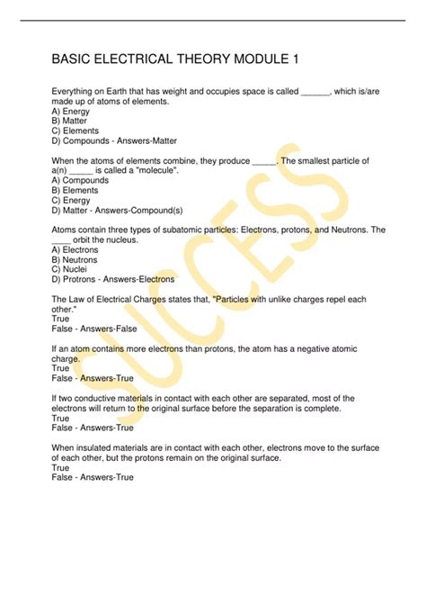 Basic Electrical Theory Module 1 Basic Electrical Stuvia Us