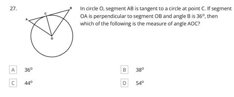 Solved In Circle O Segment Ab Is Tangent To A Circle At Chegg