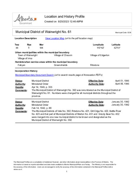 Fillable Online Municipal District Of Wainwright No 61 Fax Email Print