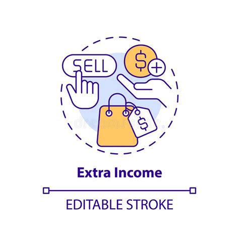 2d Customizable Thin Linear Icon Extra Income Concept Stock Vector