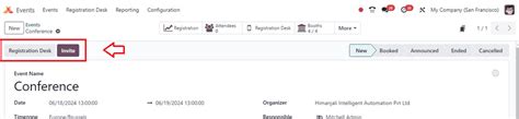 how to configure an event in the odoo 17 event app