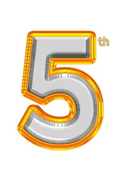 5th Number Digit Glossy Light Golden Shiny Shiny 5th Number 5th 5th