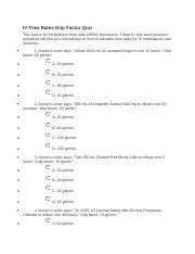 Drip Factor Practice Docx Iv Flow Rates Drip Factor Quiz This Quiz Is