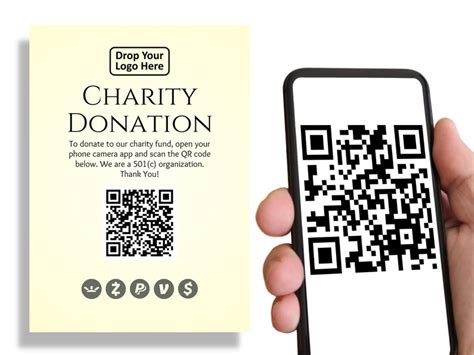 Charity Donation Fund Qr Code Scan Sign Venmo Paypal Cash App Zelle Go