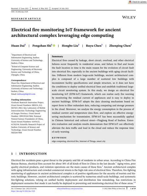 Electrical Fire Monitoring Iot Framework For Ancient Architectural Complex Leveraging Edge