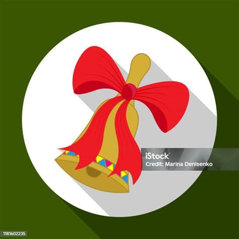 聖誕鐘圖示在綠色背景與長陰影耶誕節和新年賀卡的向量插圖平面設計風格eps10向量圖形及更多2017圖片 2017 事件 傳統 Istock