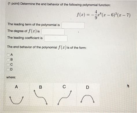 Solved Determine The End Behavior Of The Following