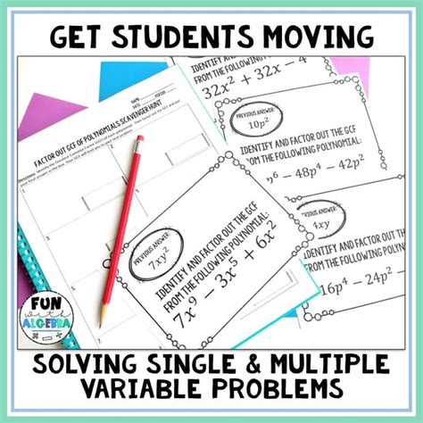 Factor Out Greatest Common Factor Gcf Scavenger Hunt Self Checking Activity