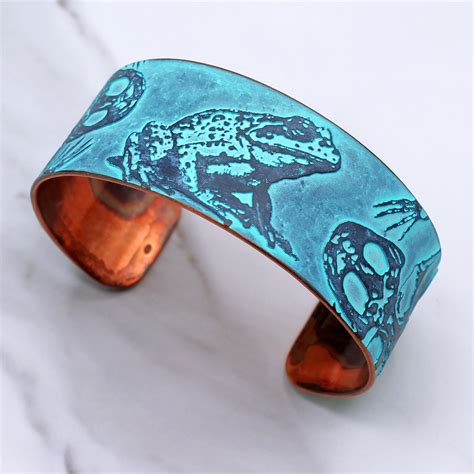 Frog Biology Turquoise Handmade Copper Bracelet GaleForce Design