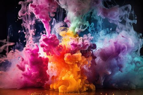 Chemical Reaction Producing Smoke And Vivid Colors Stock Illustration