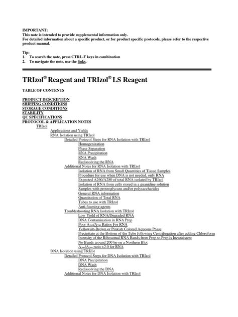 PDF F 071215 Trizol And Trizol LS RNA Isolation DOKUMEN TIPS