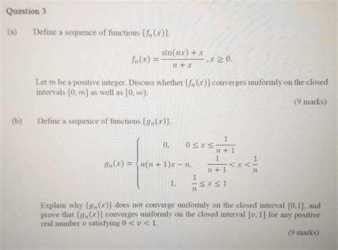 Solved Question 3 A Define A Sequence Of Functions Fnx
