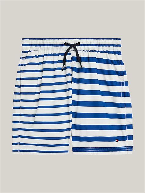 Essential Medium Lange Zwemshort Met Print Wit Tommy Hilfiger