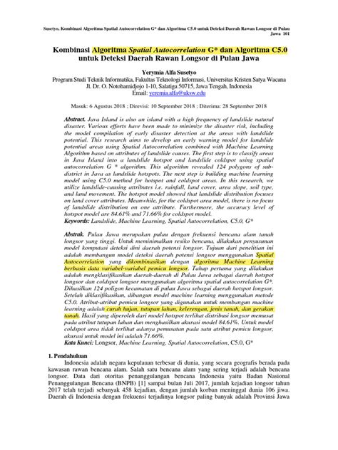 Algoritma Spatial Autocorrelation G And Algoritma C5 0 Pulau Jawa Pdf Landslide Applied