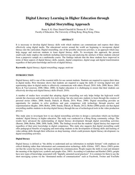 Pdf Digital Literacy Learning In Higher Education Through Digital