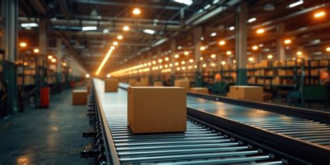 Premium Photo Warehouse Automation At Work Moving Cardboard Boxes