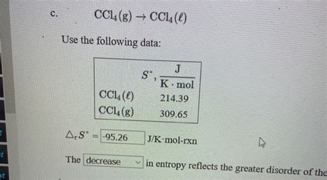 Solved Use S Values To Calculate The Standard Entropy