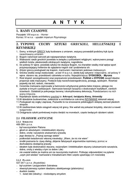 Opracowanie Wszystkich Epok Literackich School Organization Notes