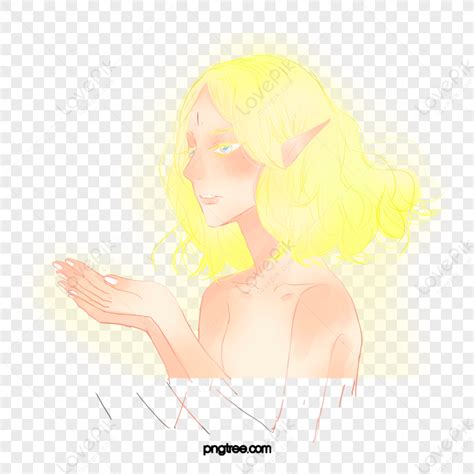 노란 머리 여자 일러스트 엘프여성정신양손 Png 일러스트 무료 다운로드 Lovepik