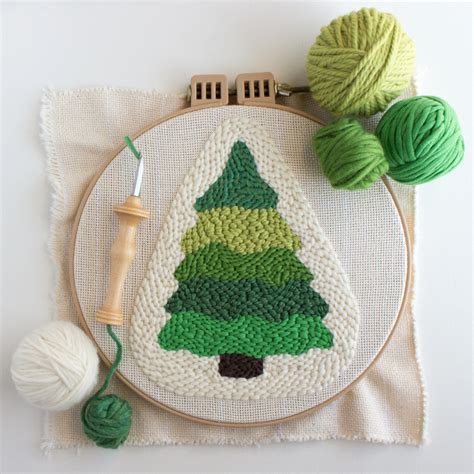Punch Needle Evergreen Tree Pattern Punch Needle Patterns Punch